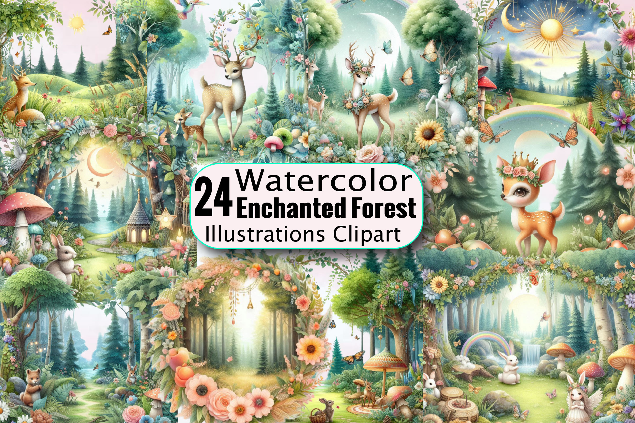 Summer Enchanted Forest Printable Im, an Illustration by SVGArt ...