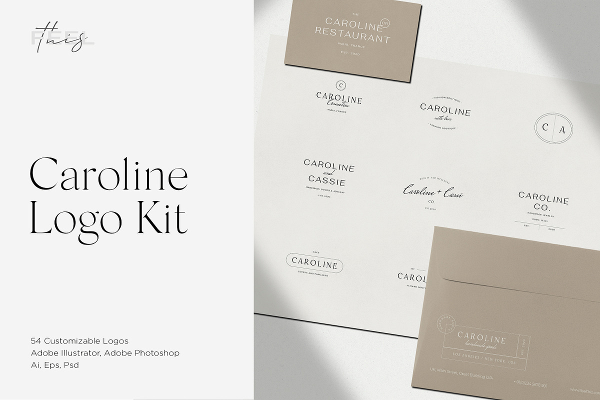 Caroline Minimal Logo Kit Ai,Eps,Psd, a Branding & Logo Template by ...