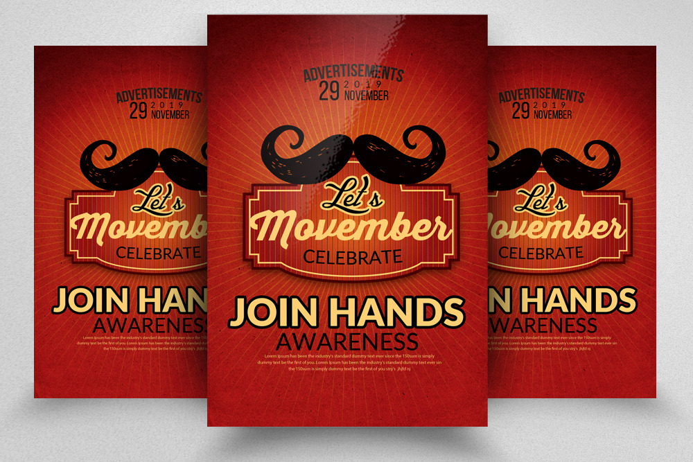 Mustache Movember Flyers, a Flyer Template by Psd Templates