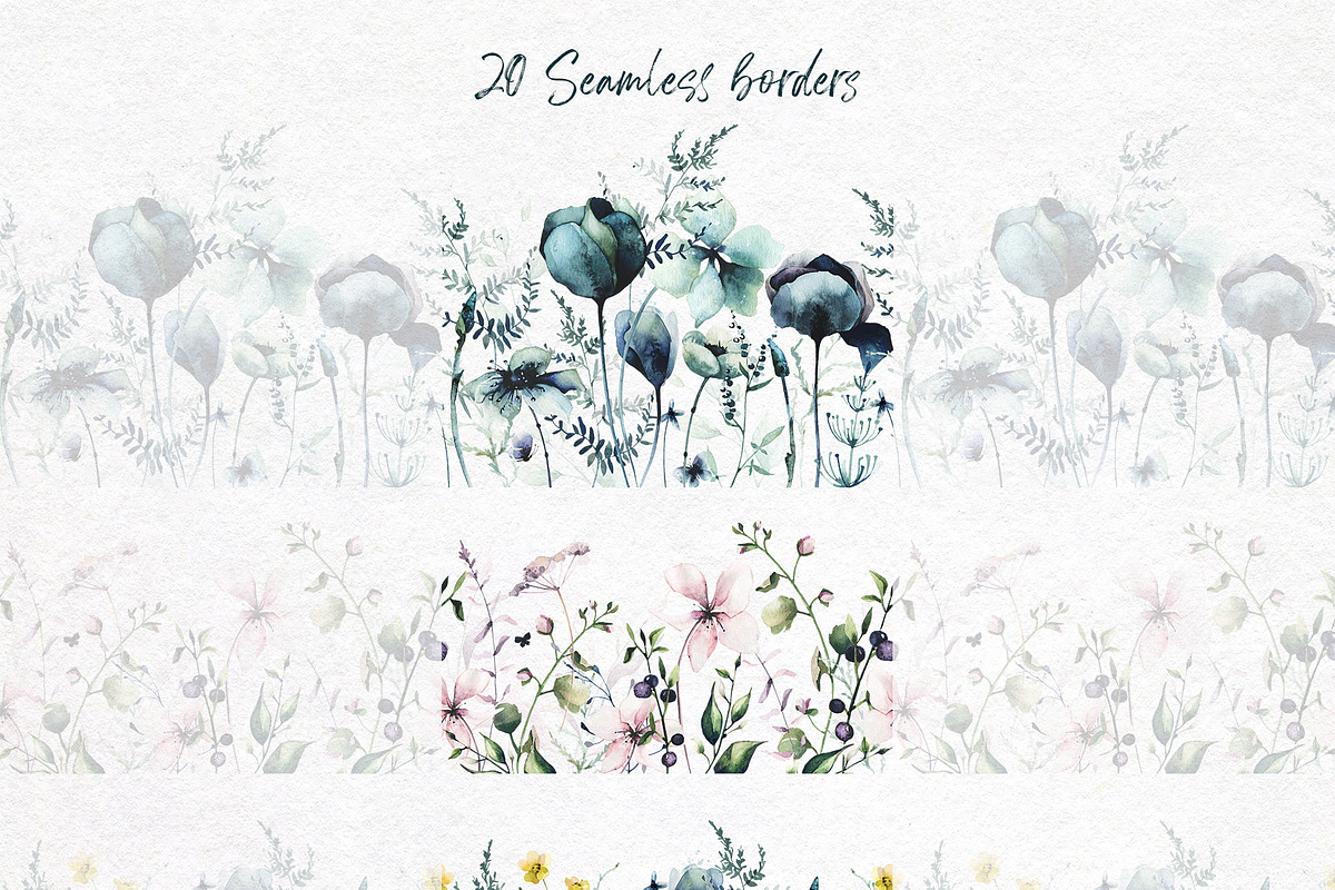 Wild Swamp Flowers. Floral watercolor