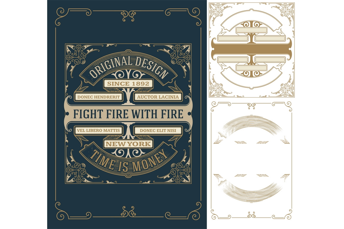 Old card design with elements, a Decorative Illustration by OneVectorStock