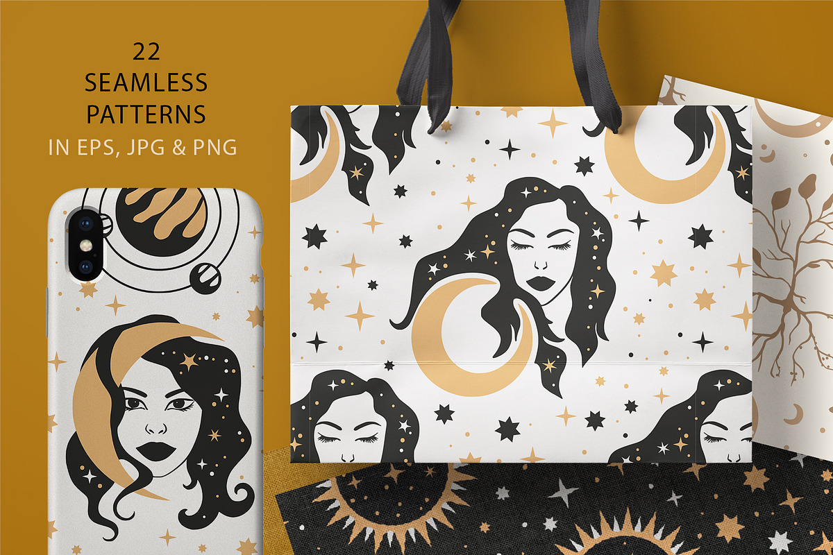 Celestial Clipart & Pattern Big Pack, an Illustration by Red Ink