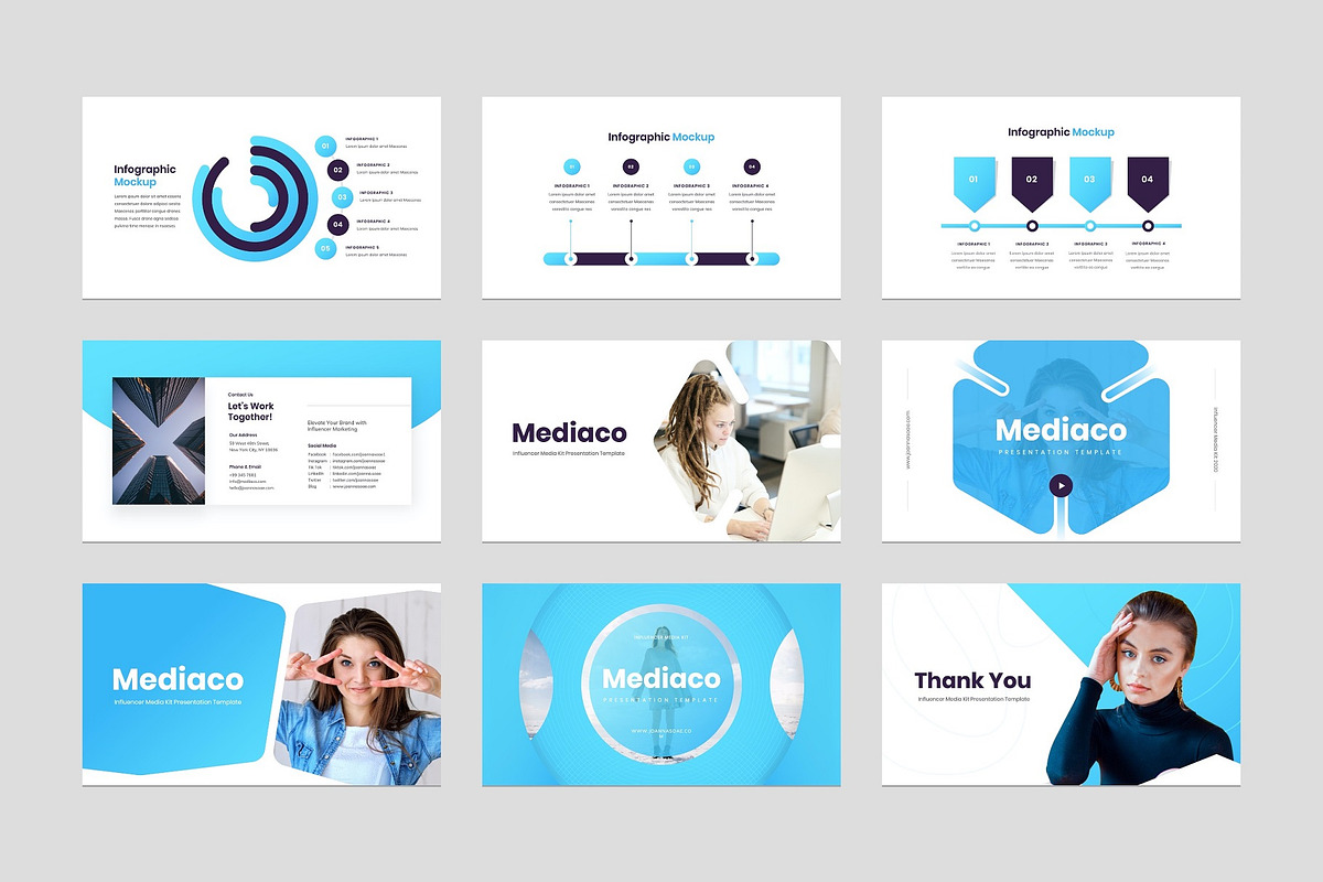 Influencer Media Powerpoint Template, a Presentation Template by Flat Icons