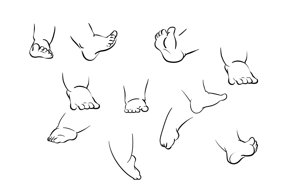 Cute Feet Brush Stamps Procreate, a Brush Add-On by HabitusDesigns