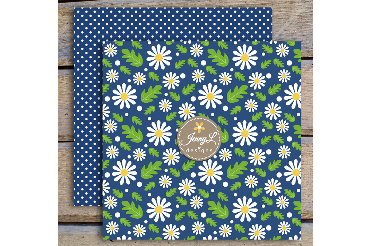 Daisy Flower Digital Papers, a Pattern Graphic by JennyL Designs