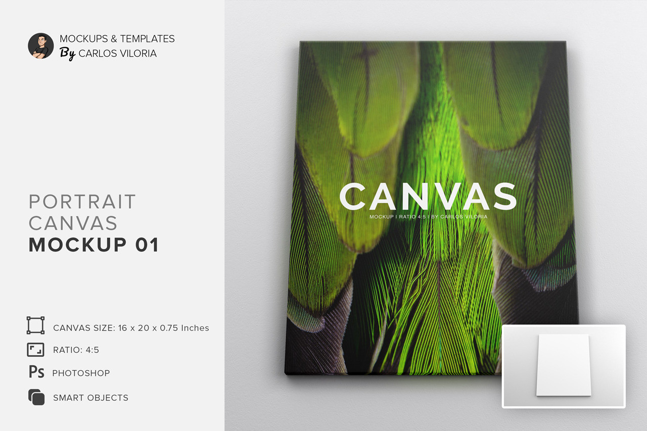 Portrait Canvas Ratio 4x5 Mockup 01, a Print Template by Mockups by ...