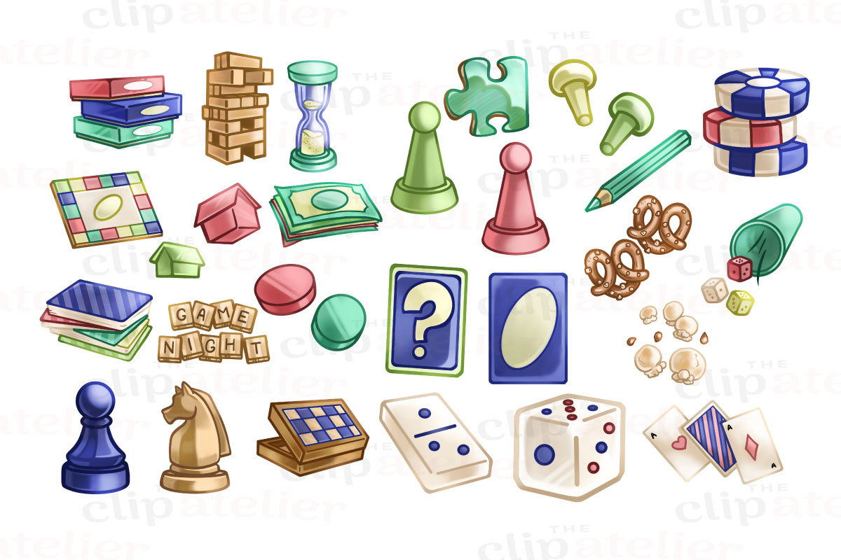 Game Night Clipart, an Illustration by TheClipAtelier