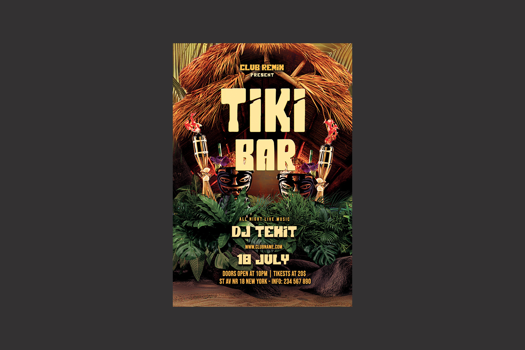 Tiki Bar Party Flyer, a Flyer Template by DSGraphicDesign