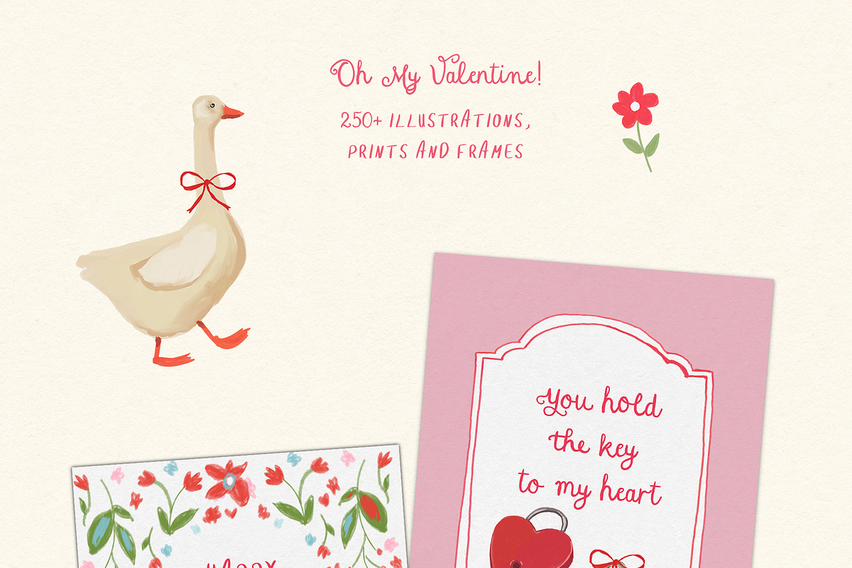 Valentine's Day Frames Cards Clipart, a Decorative Illustration by ...