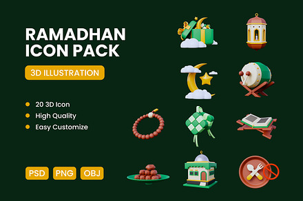 3D Ramadhan Element Icon | 3D Objects ~ Creative Market