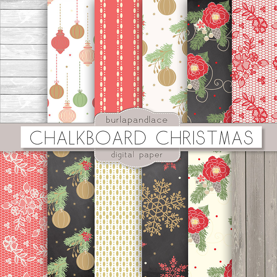 Christmas digital paper, a Pattern Graphic by burlapandlace