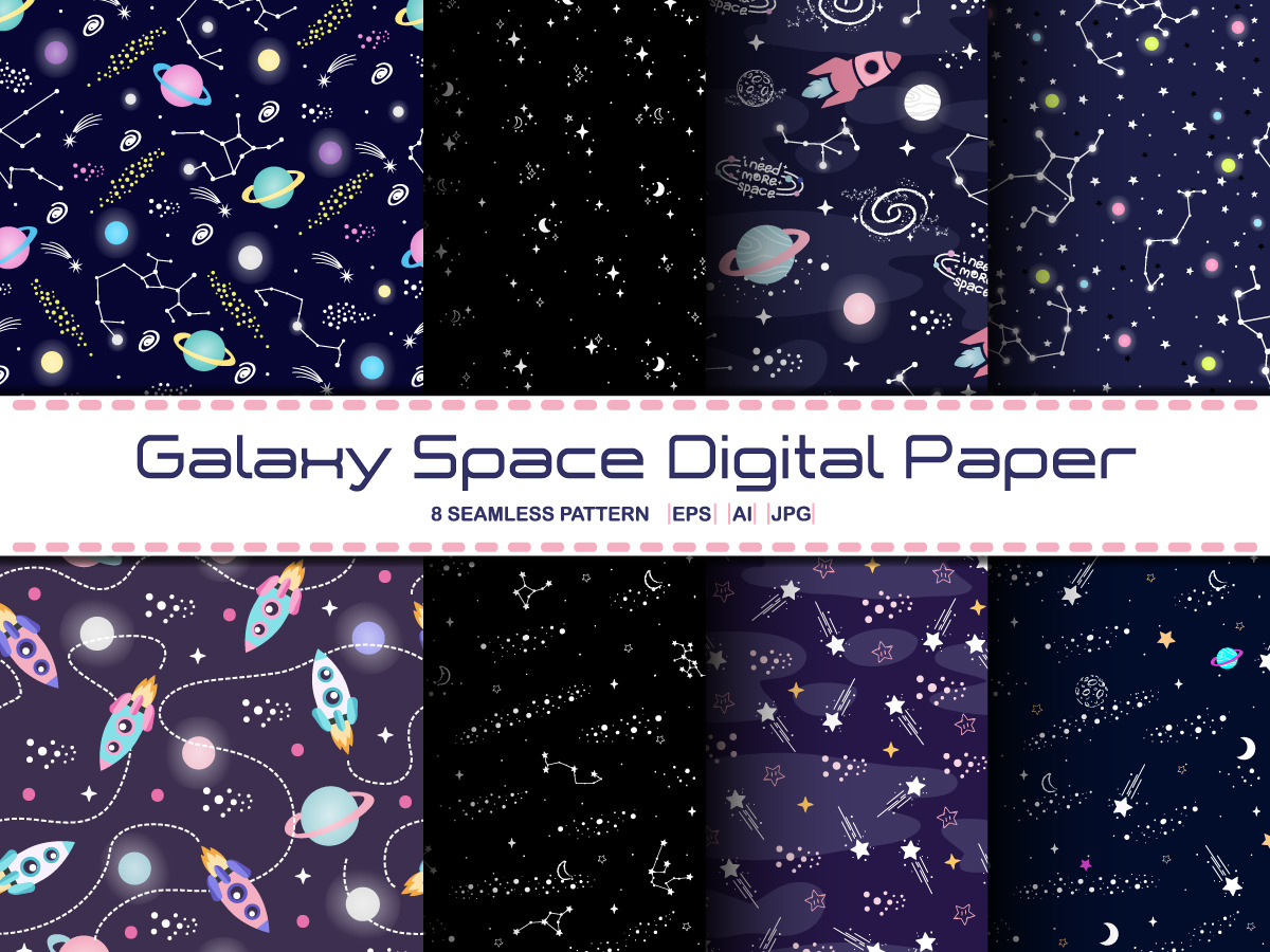 8 Galaxy Space Digital Papers