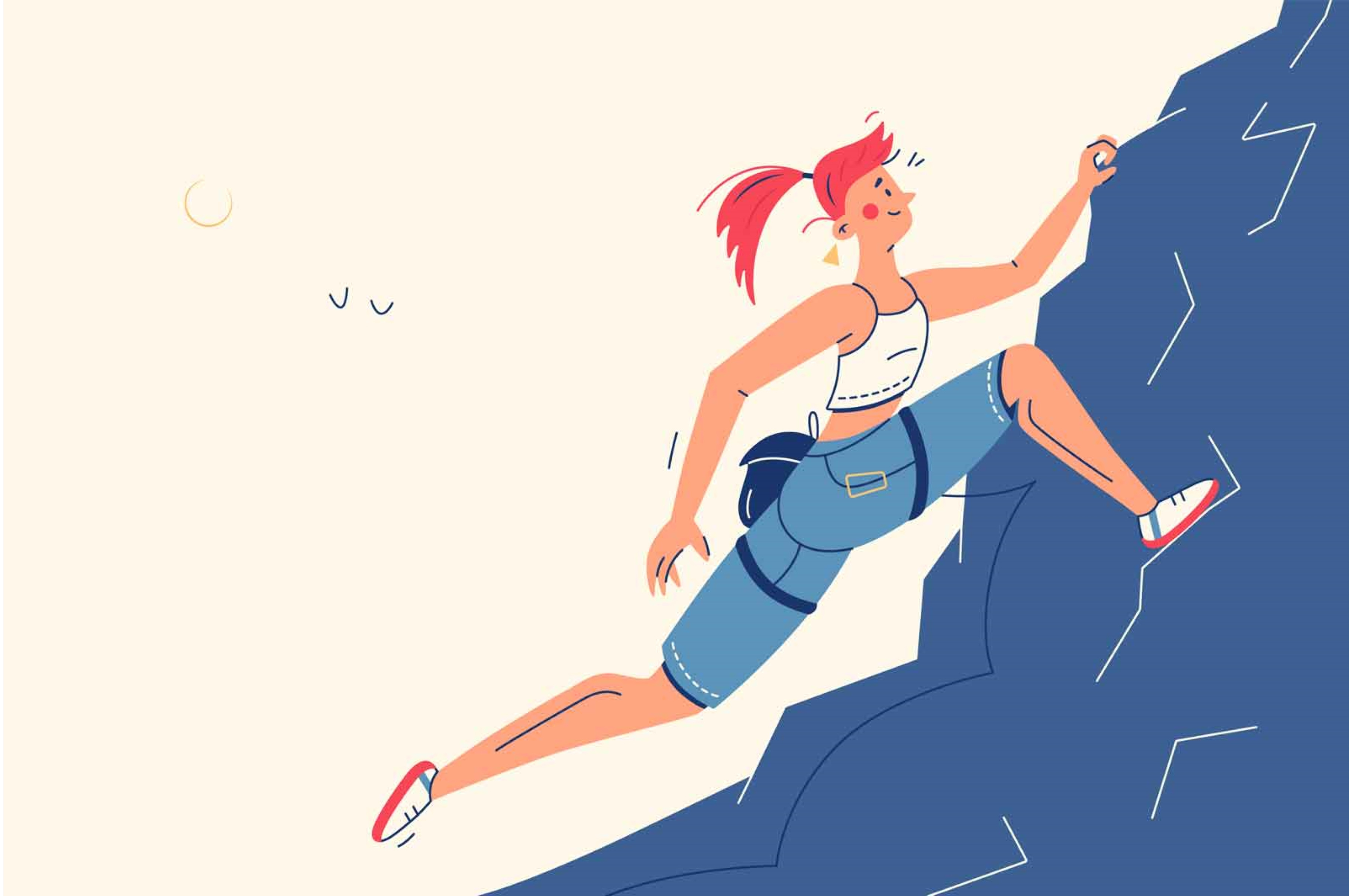 Girl climbing on high mountain | People Illustrations ~ Creative Market