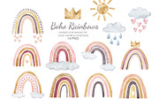 Watercolor boho rainbow clipart, an Illustration by AquarelleSpace