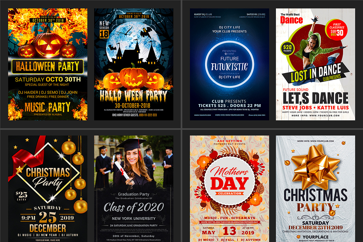 100-Party Flyers Bundle, a Flyer Template by AfzaalGraphics