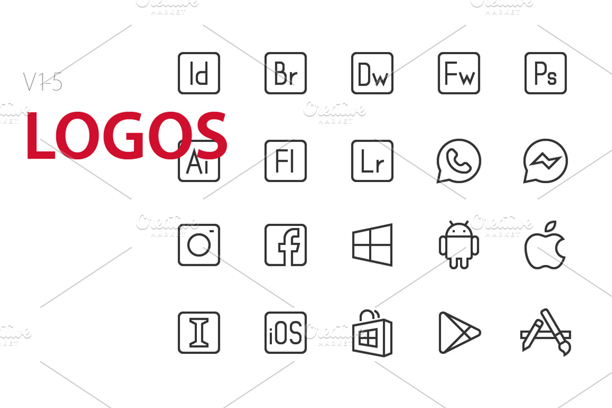 100 Logos UI icons, an Outline Icon by Palau