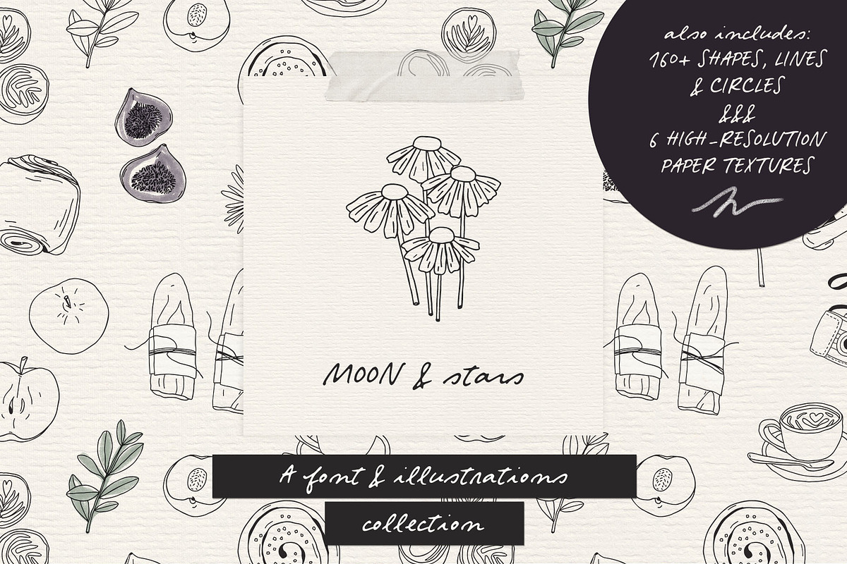 Moon And Stars Font & Illustrations