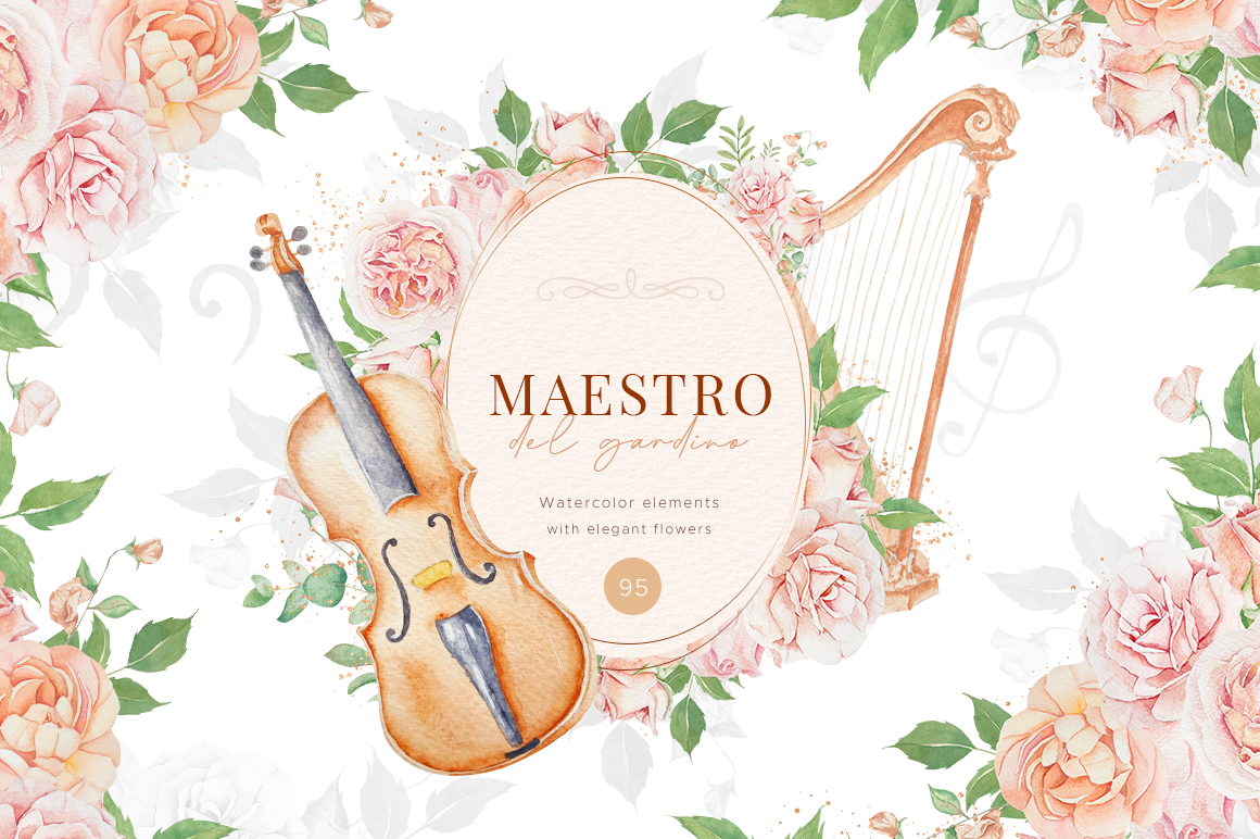 Musical instrument wedding clipart