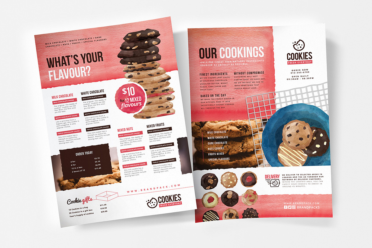 Cookie Shop Menu Template, a Flyer Template by BrandPacks