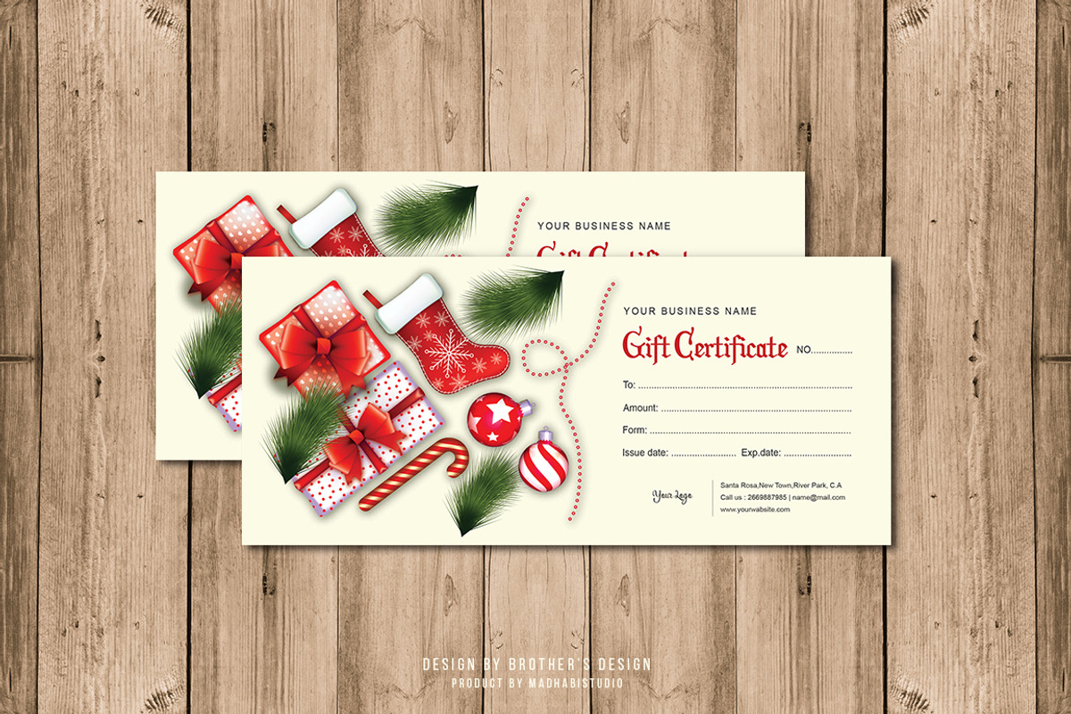 Gift Certificate Card Template, a Card Template by Madhabi Studio