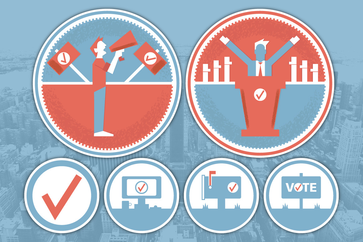 Political Action Badges & Icons Set, an Icon by Farmboy