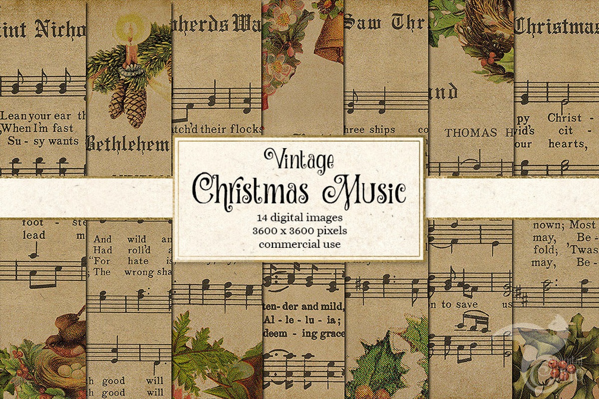 Old Christmas Music Digital Paper, a Texture Graphic by Digital Curio