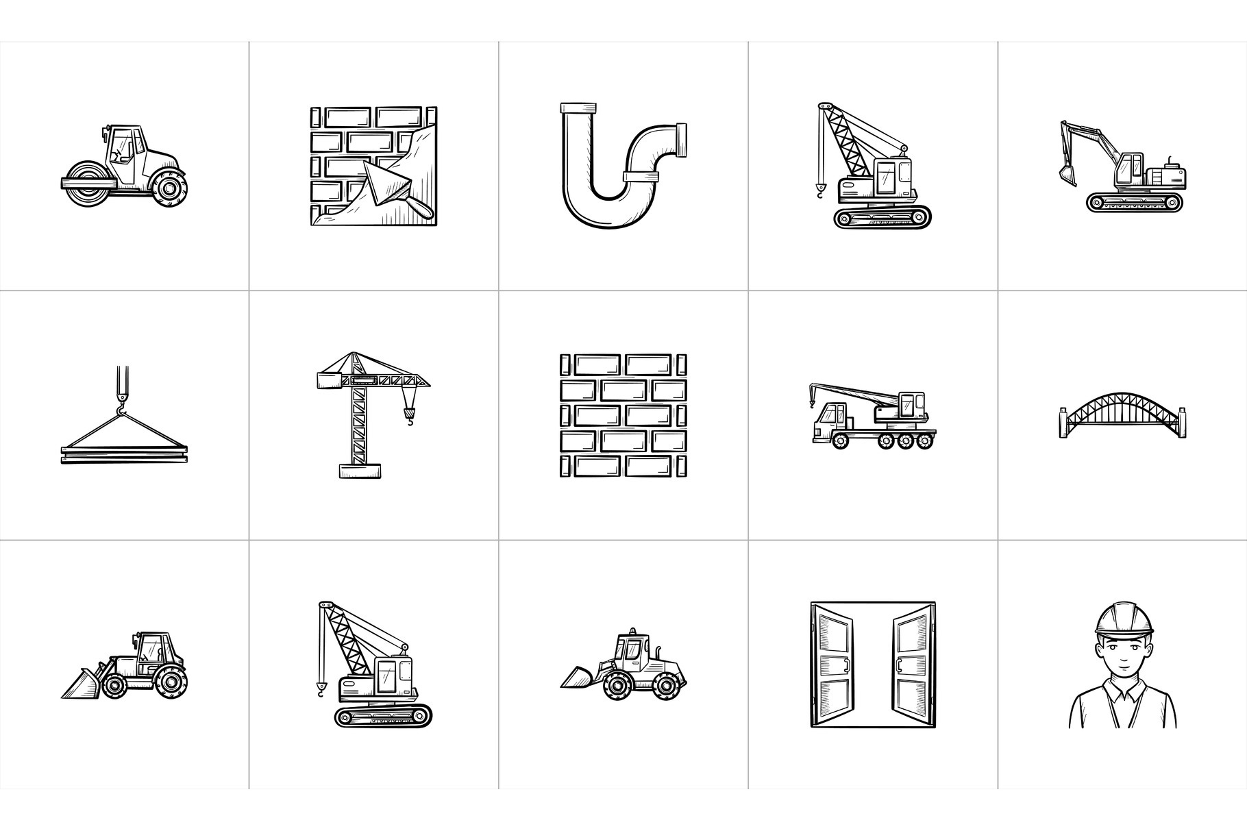 Construction hand drawn sketch icon set., an Illustration by Visual ...