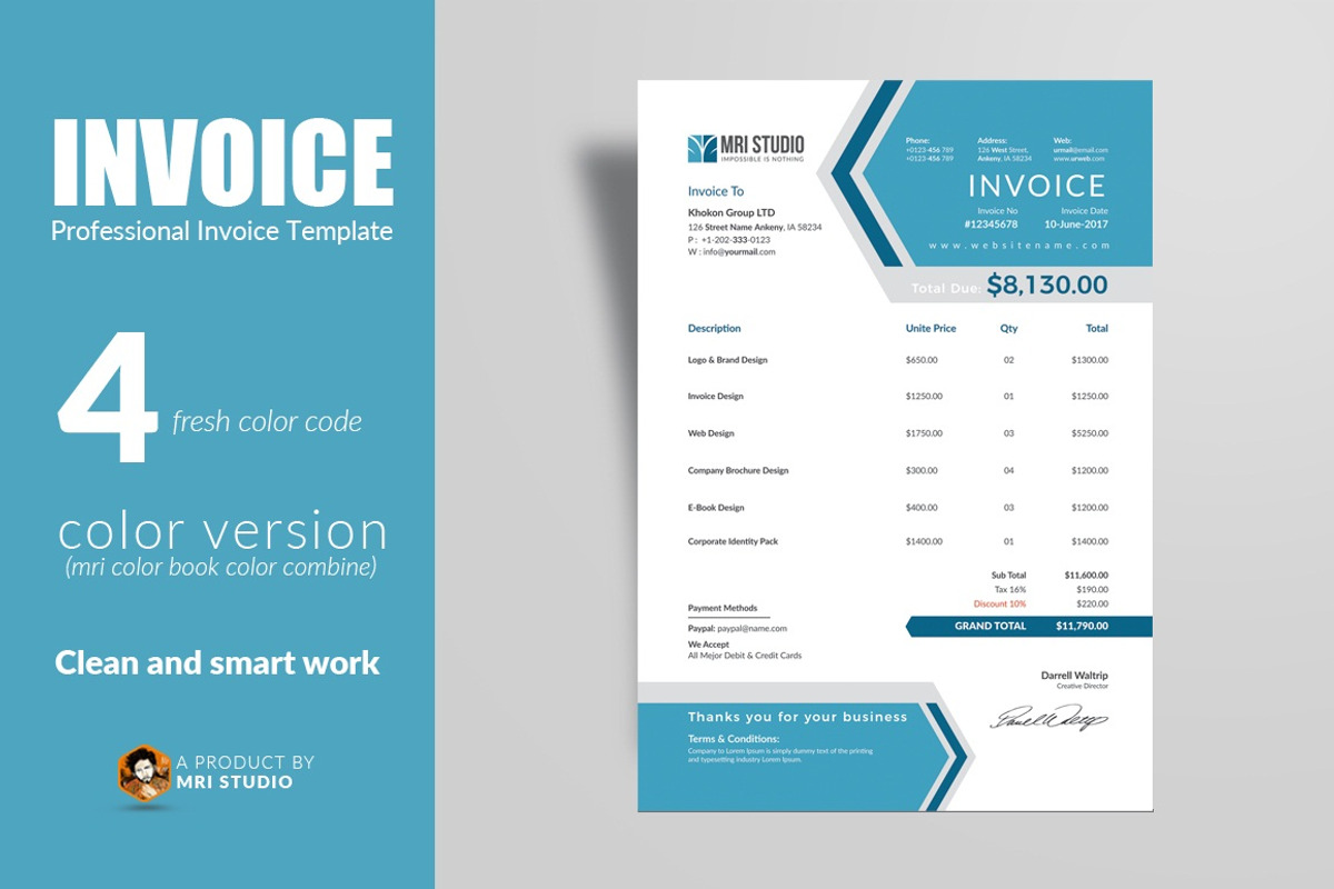 Creative Invoice Template, a Stationery Template by MRI STUDIO