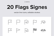 Flags Line Icons, an Outline Icon by Nadiinko