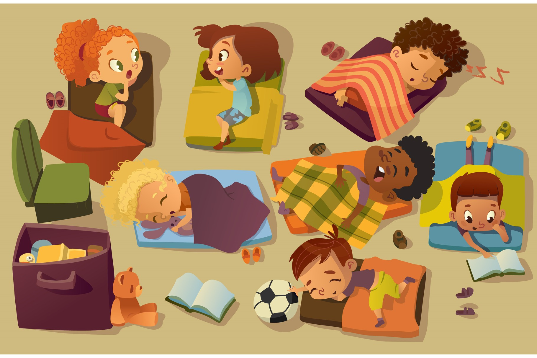 Kindergarten Nap Time Kid Vector, an Education Illustration by FoxyImage