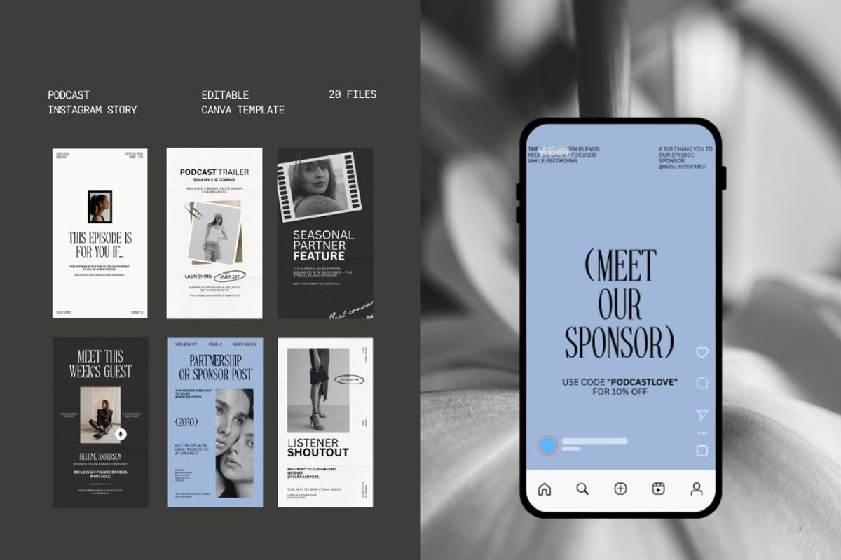 20 Podcast Instagram Story Template | Amare Creative