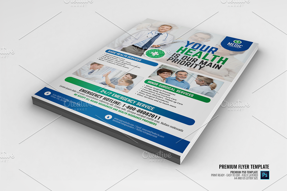 Medical Clinic Promotional Flyer, a Flyer Template by PSDPixel
