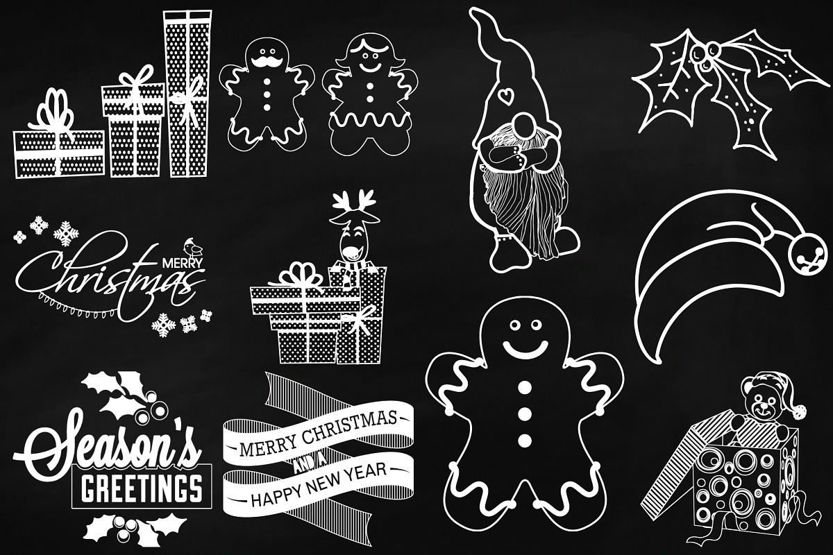 Chalk Christmas Clip Art, an Illustration by FrankiesDaughtersDesign ...