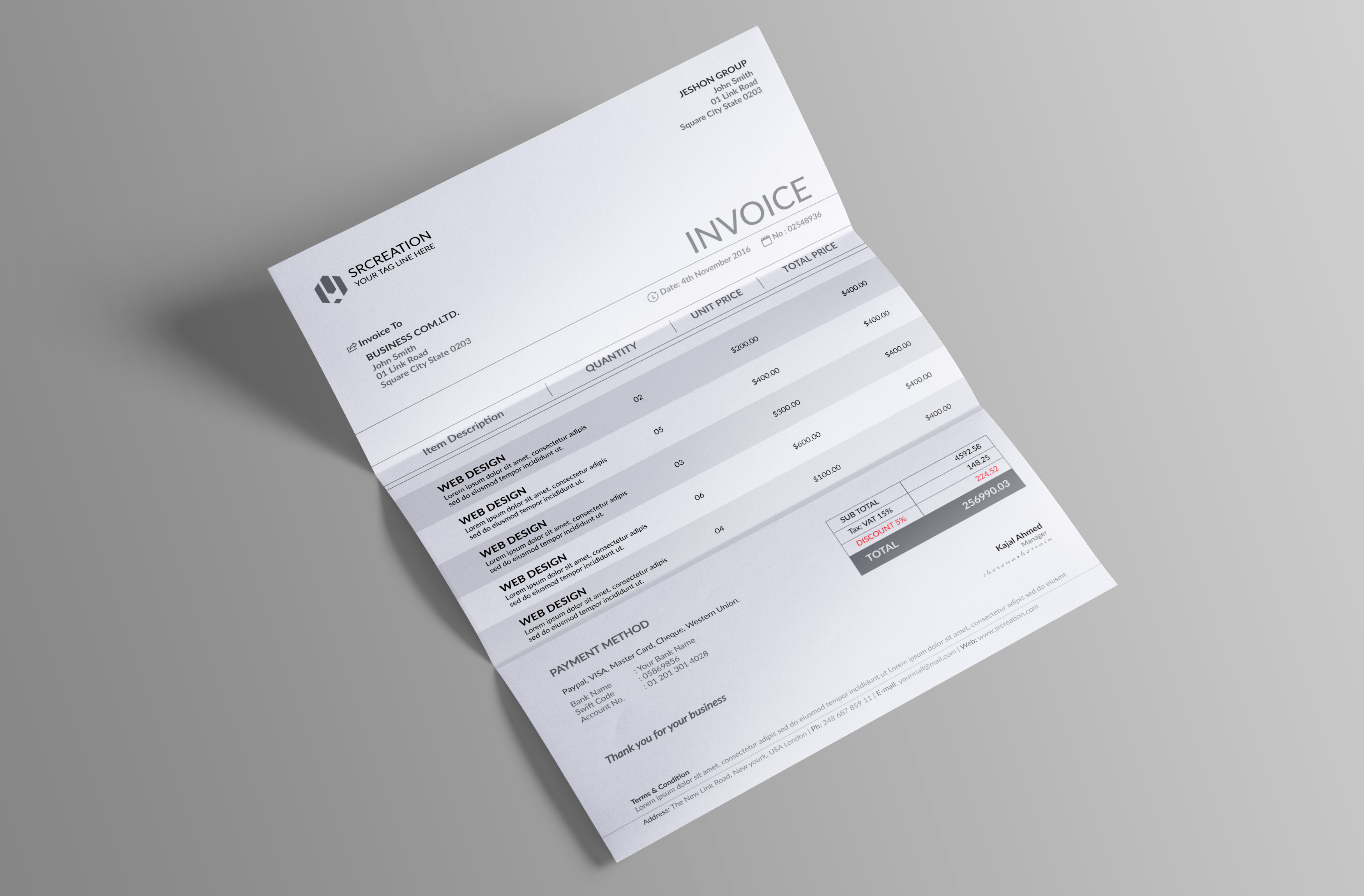 INVOICE TWO, a Stationery Template by thedesignsource