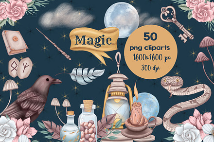 Magic school. Wizard witch clipart, an Education Illustration by Belusuab