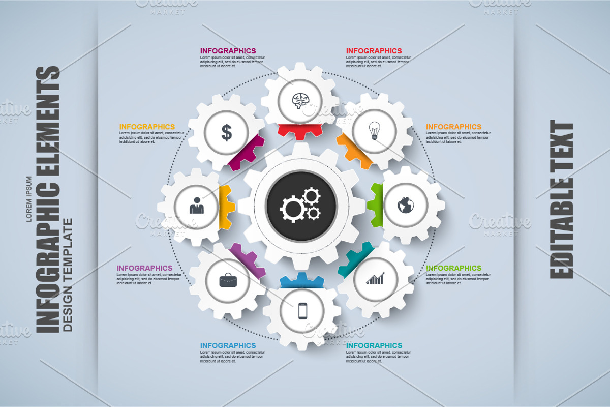 Gear Infographic Elements, a Presentation Template by alexdndz