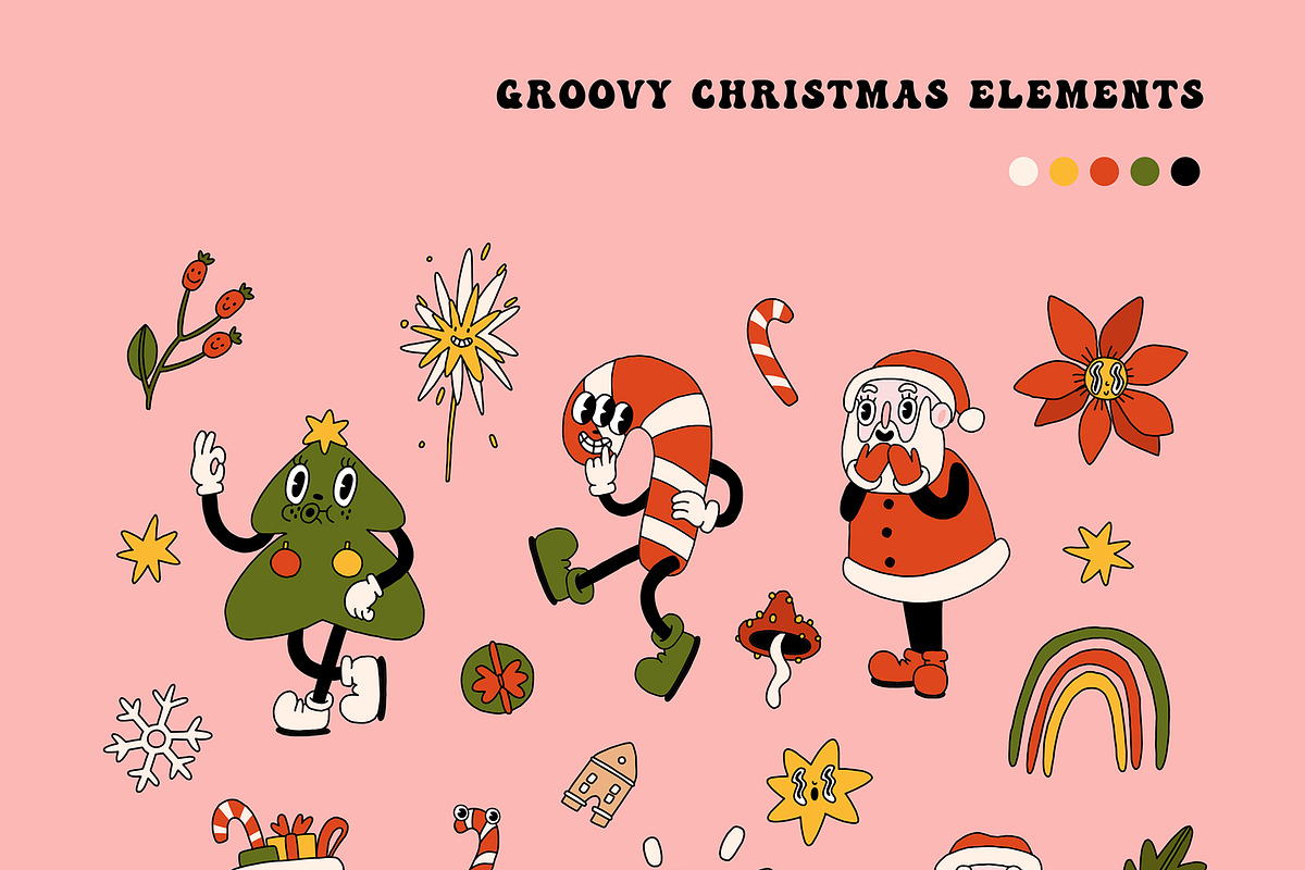 Groovy Christmas- retro 30's mascot