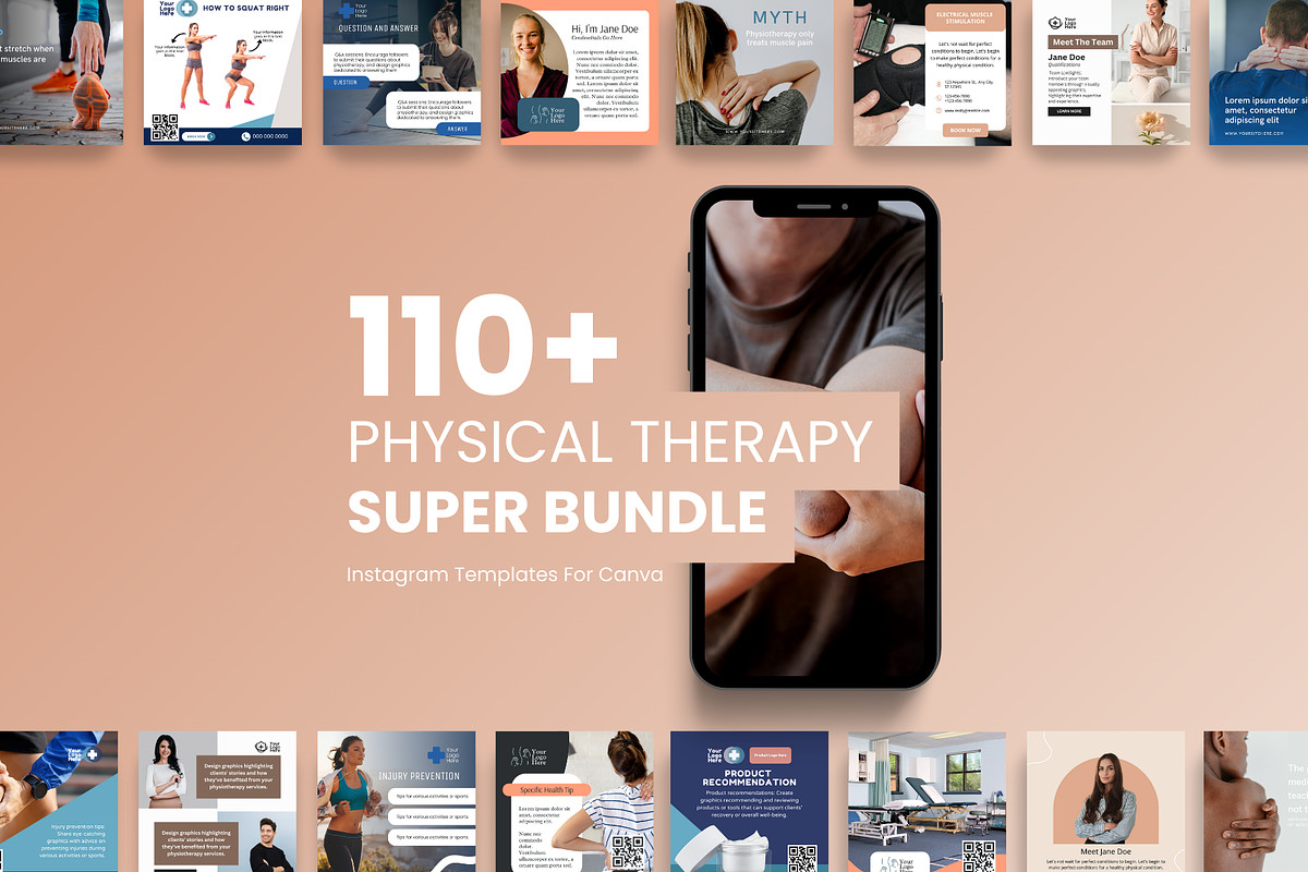 Physio Social Media SUPER Bundle, a Social Media Template by Sincerely Media | Creative Market