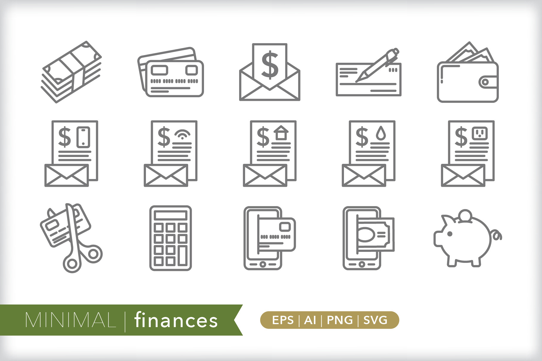 Finances and money icon set | Creative Market