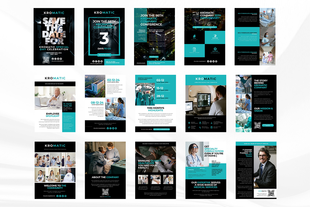 Medical Clinic Newsletter Template for Canva