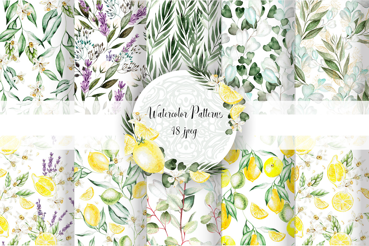18 Hand Drawn Watercolor patterns, a Pattern Graphic by Knopazyzy
