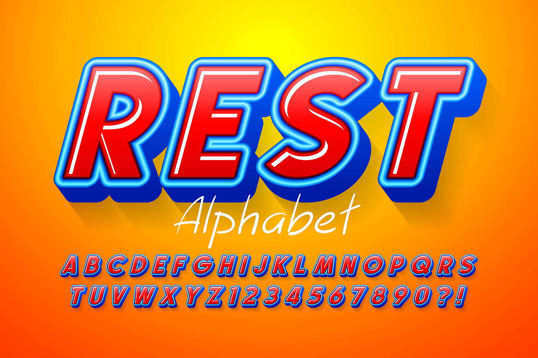 Colorful 3d display alphabet, an Illustration by Revelstockart ...