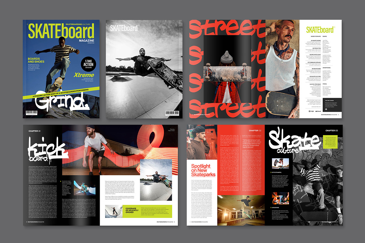Skateboarding Magazine Template, a Magazine Template by BrandPacks ...