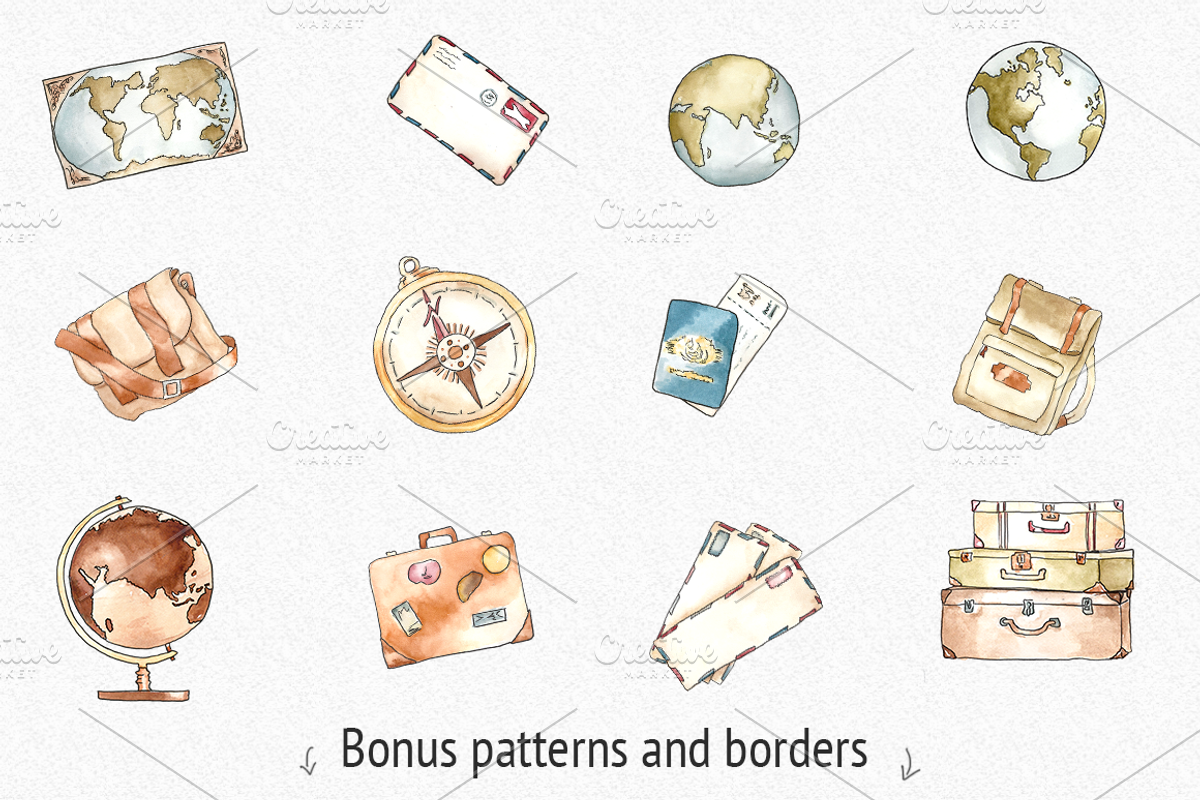 Vintage Travel Illustrations, an Illustration by plaidGecko | Creative ...