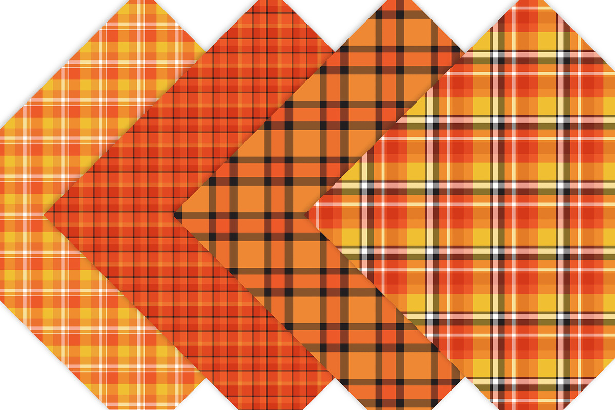 Fall Autumn Plaid Digital Paper, a Pattern Graphic by Leska's Digitals