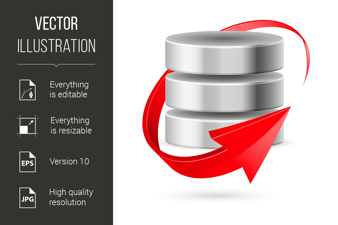 Database icon with update symbol. | Graphics ~ Creative Market