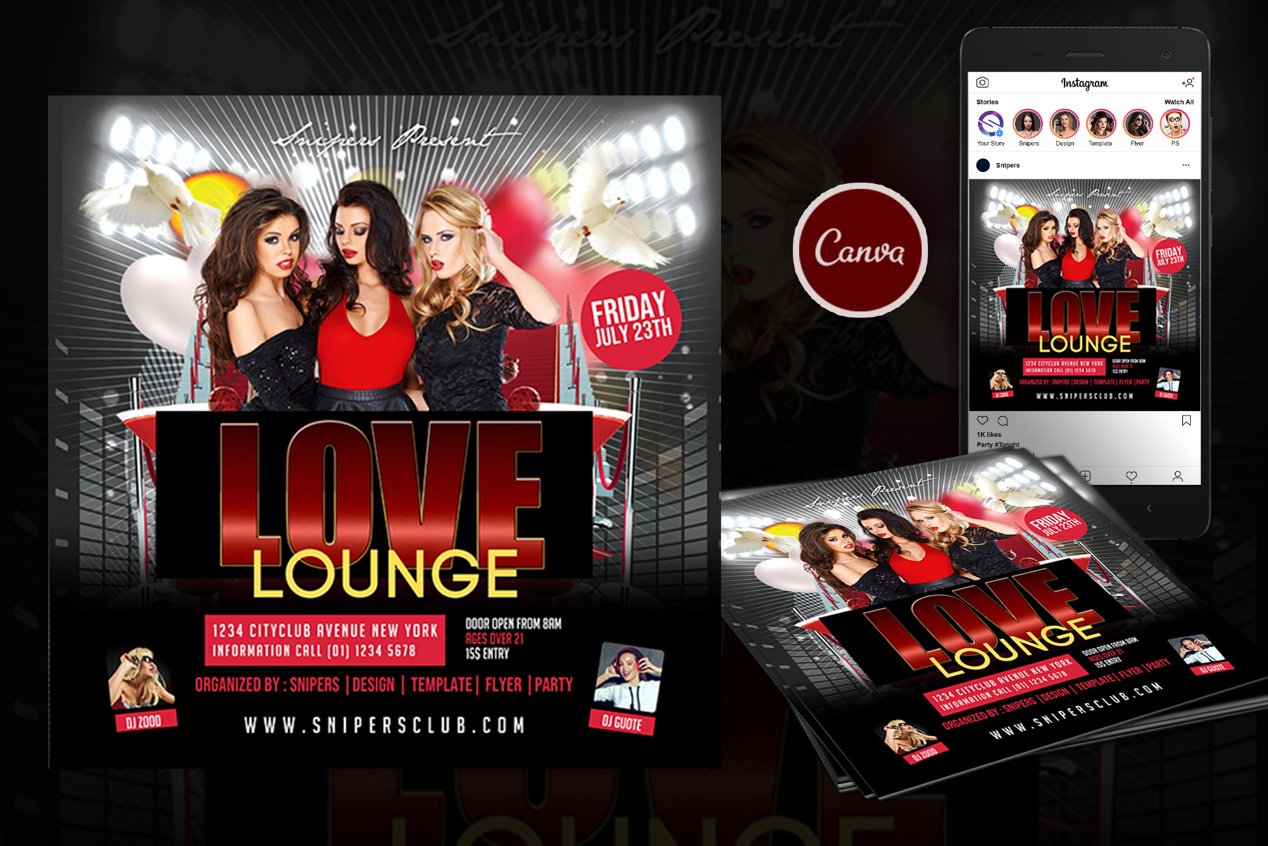 Love Lounge Flyer Canva Template, a Flyer Template by DreamColor