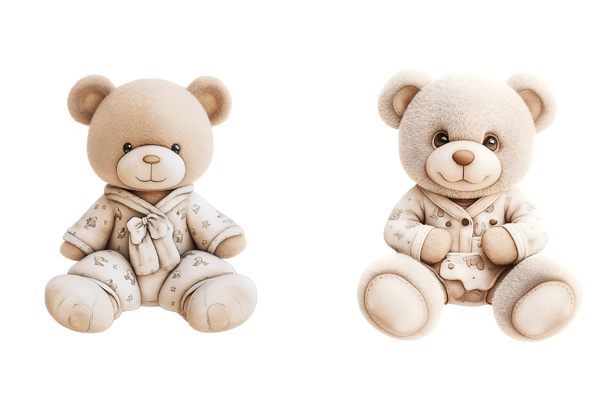 Watercolor Teddy Bear Clipart, an Illustration by SinaCreation