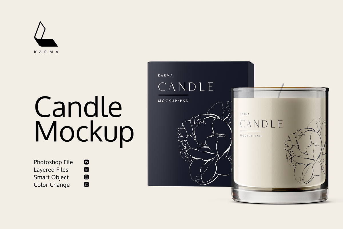 Candle & Box PSD Mockup