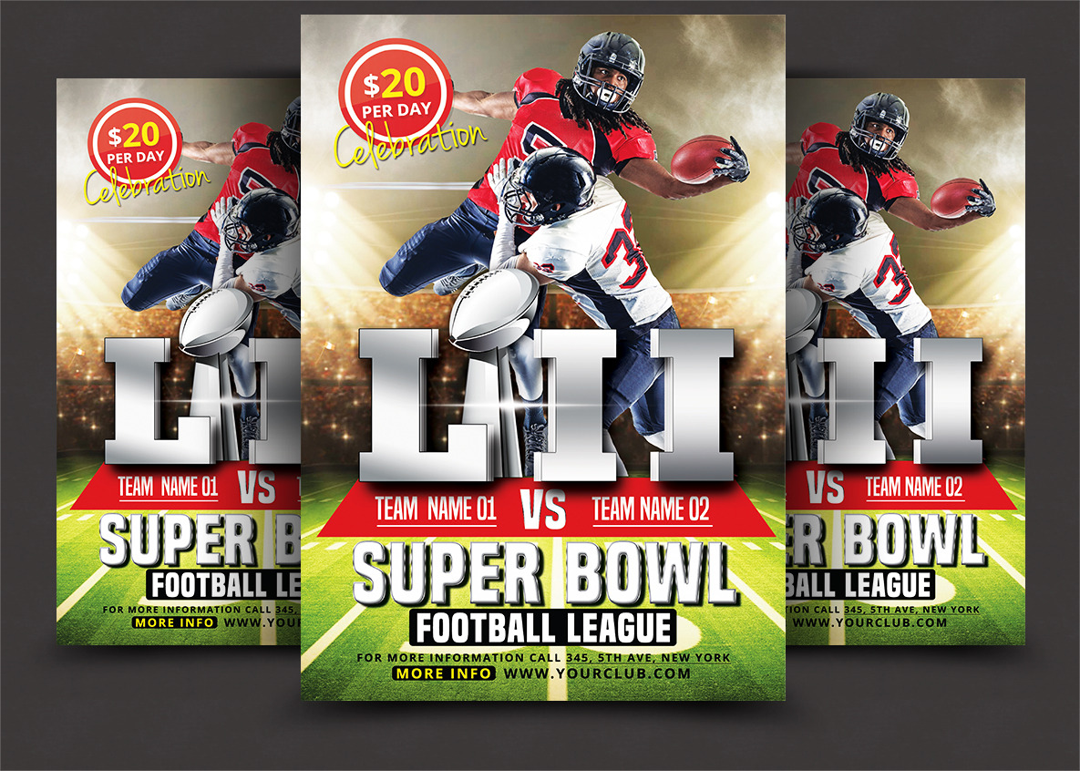 Super Bowl Flyer Template, a Flyer Template by AfzaalGraphics ...